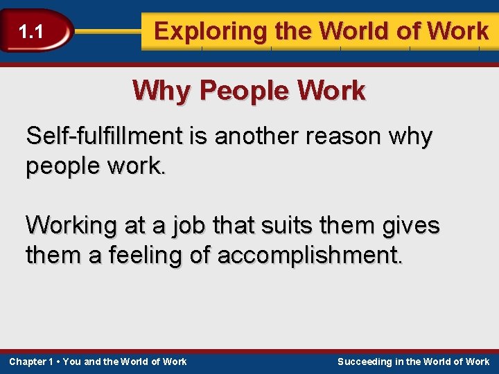 1 1 Exploring the World of Work SECTION