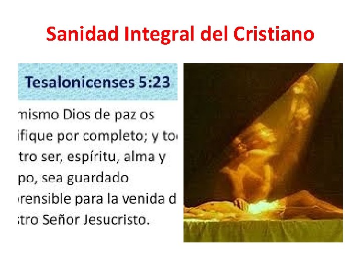 La sanidad integral del cristiano Sanidad Integral del