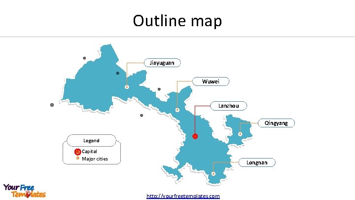 Outline map Jiayuguan Wuwei Lanzhou Qingyang Legend Capital