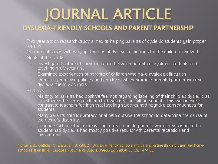 DYSLEXIA Definition An impairment in brains ability to