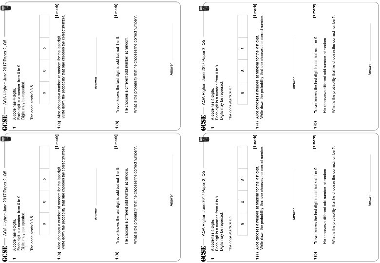 Probability Single Event Higher GCSE Questions AQA These