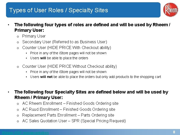 Rheem ERP Implementation Oracle i Modules for Rheem