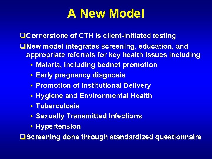 Counseling and Testing in Health A Public Health