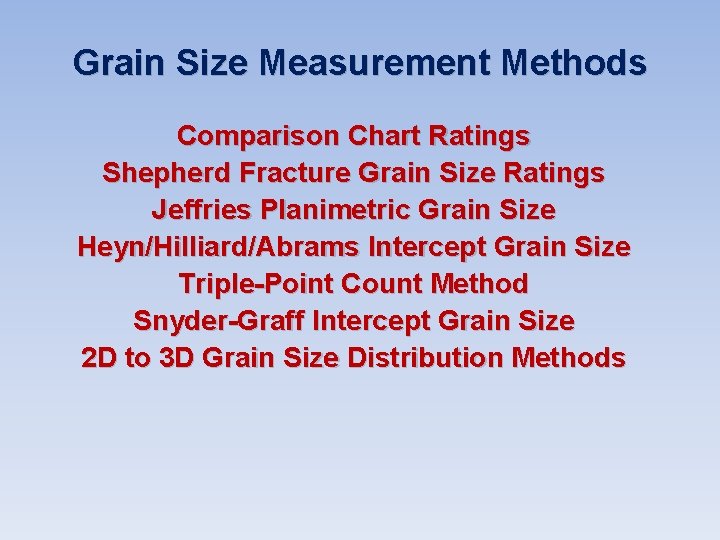 A Comparison of Grain Size Measurement Methods George