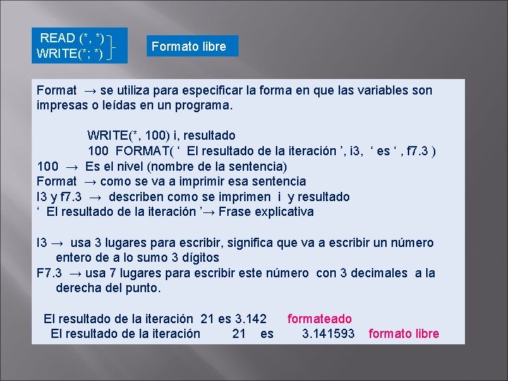 ENTRADAS Y SALIDAS IO READ WRITE Formato libre