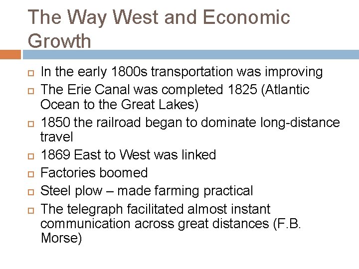 A GROWING NATION Unit 3 The American Experience