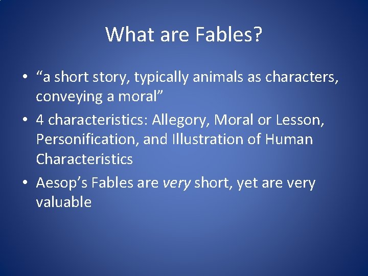 Aesops Fables What are Fables a short story