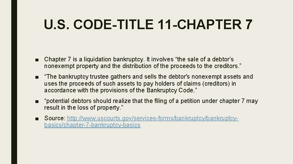 BANKRUPTCY FORM B 1 FORM B 101 Presentation