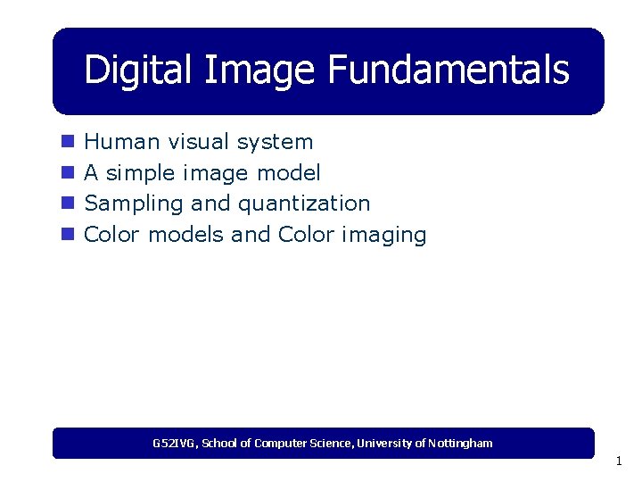 Digital Image Fundamentals n n Human visual system