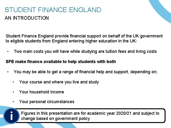 STUDENT FINANCE OVERVIEW ACADEMIC YEAR 202021 i STUDENT
