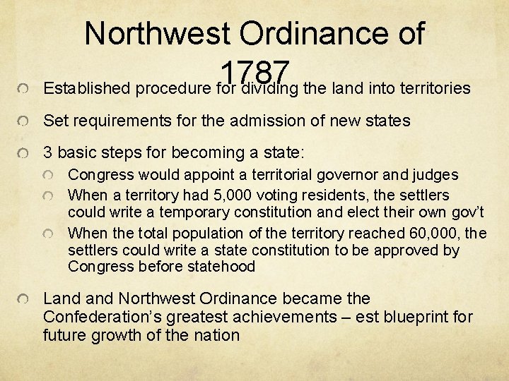 Chapter 5 Shaping a New Nation Continental Congress