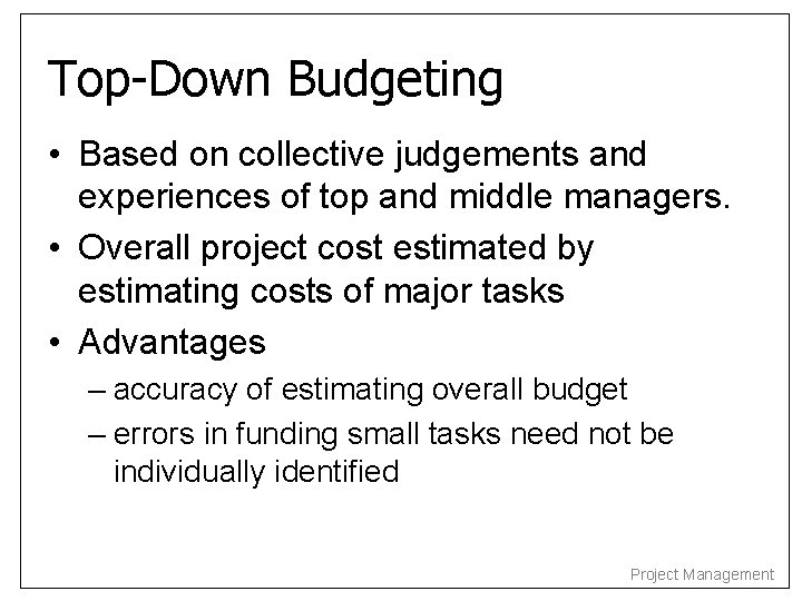 Chapter 4 Budgeting the Project Management Introduction Budgets