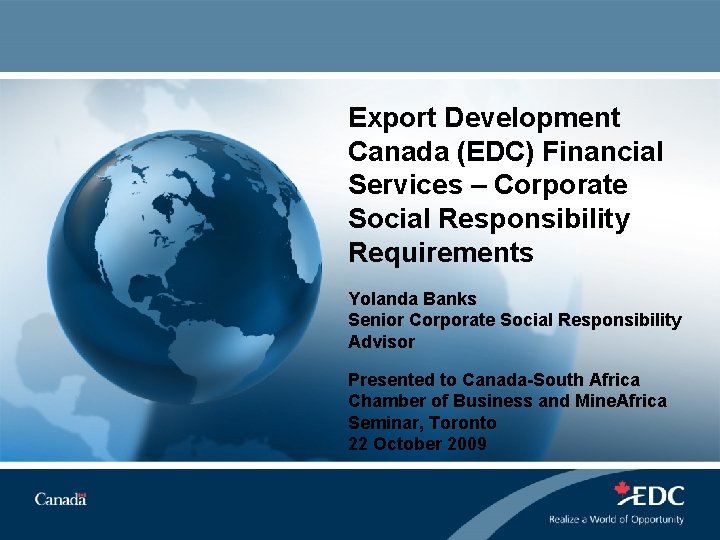 Export Development Canada EDC Financial Services Corporate Social