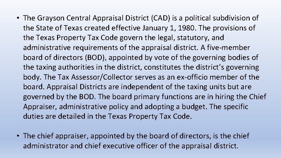 2020 Annual Report The Grayson Central Appraisal District