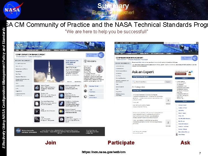 Summary Effectively Using NASA Configuration Management Policy and