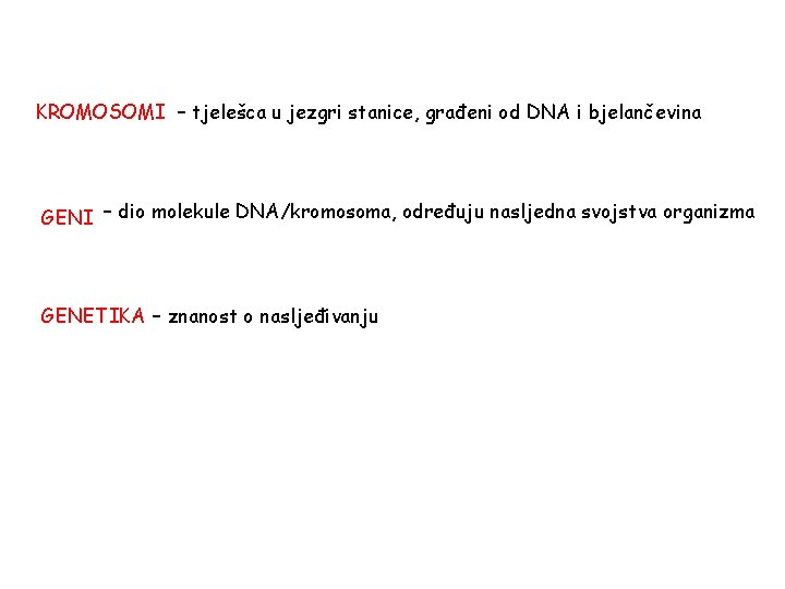 KROMOSOMI tjeleca u jezgri stanice graeni od DNA