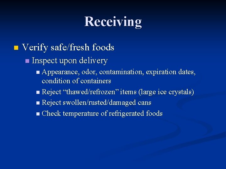 Food Sanitation EMD 545 b Lecture 13 Food