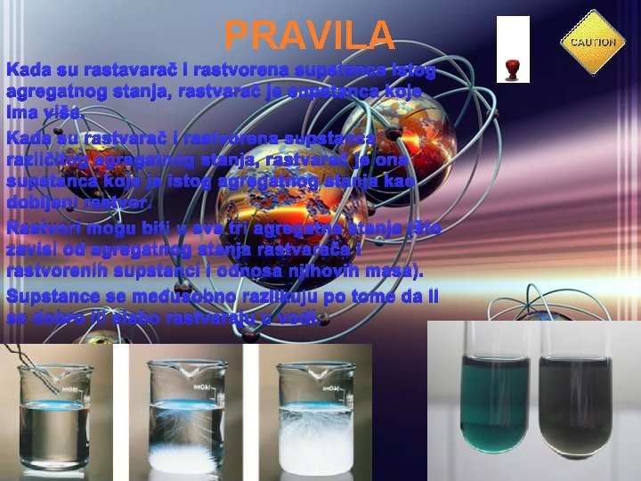 RASTVORI I RASTVORLJIVOST UVOD Rastvor je homogena smea