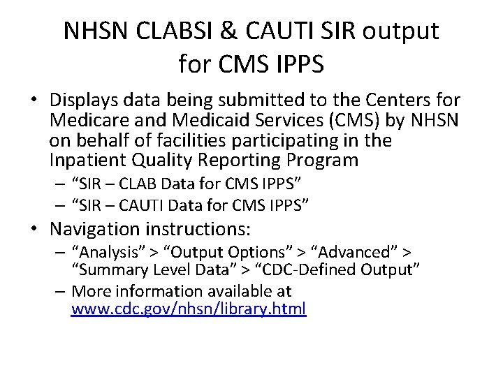SIR 201 Calculating the Measure Generating Reports and