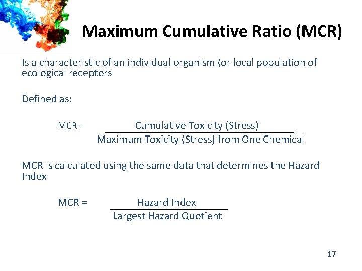 The Maximum Cumulative Ratio MCR a tool that