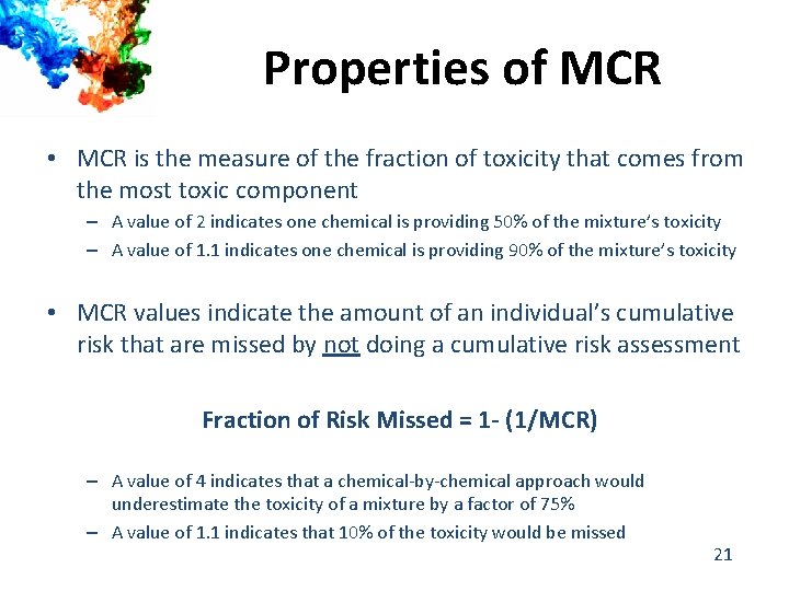 The Maximum Cumulative Ratio MCR a tool that