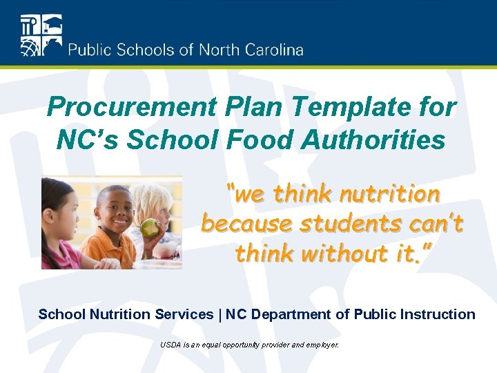 Procurement Plan Template for NCs School Food Authorities