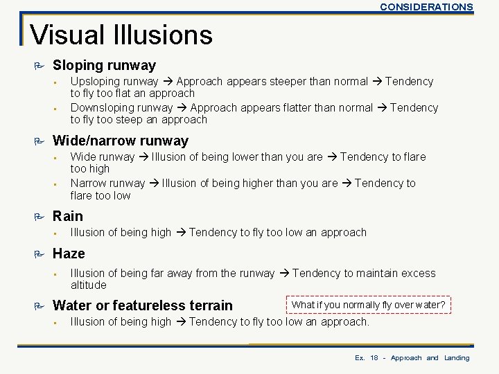 Ex 18 Approach and Landing Ex 18 Approach