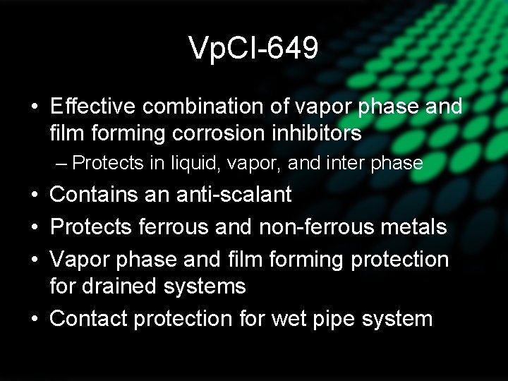 Vapor Corrosion Inhibitors in Fire Suppression Systems TEG