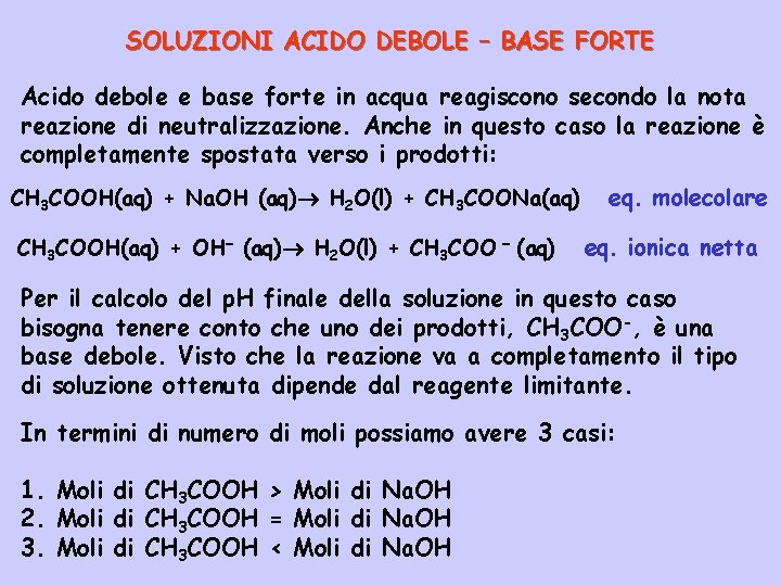 Soluzioni di pi sostanze acidobase Soluzione acido forteacido