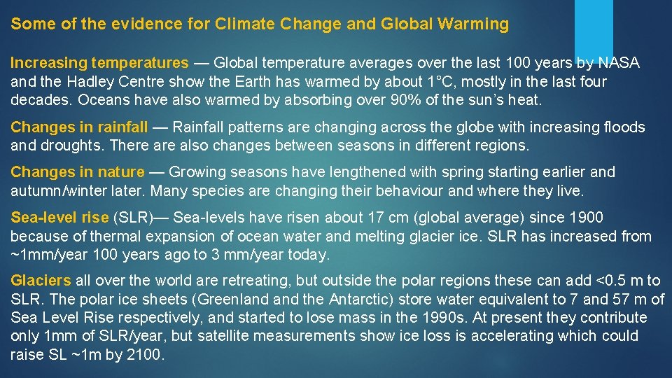 The essential science behind Climate Change for students
