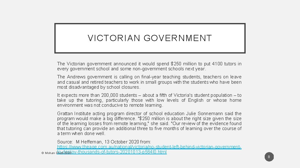 WHERE TO NOW Mohan Dhall 2020 OVERVIEW What