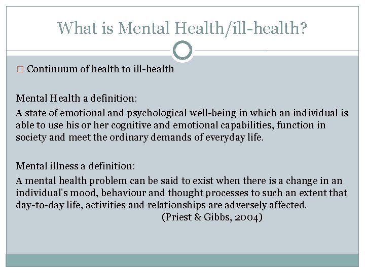 Myth Busting and Identifying Mental IllHealth PRESENTED BY