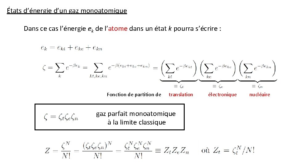 Chapitre 3 Gaz parfait la limite classique Chapitre