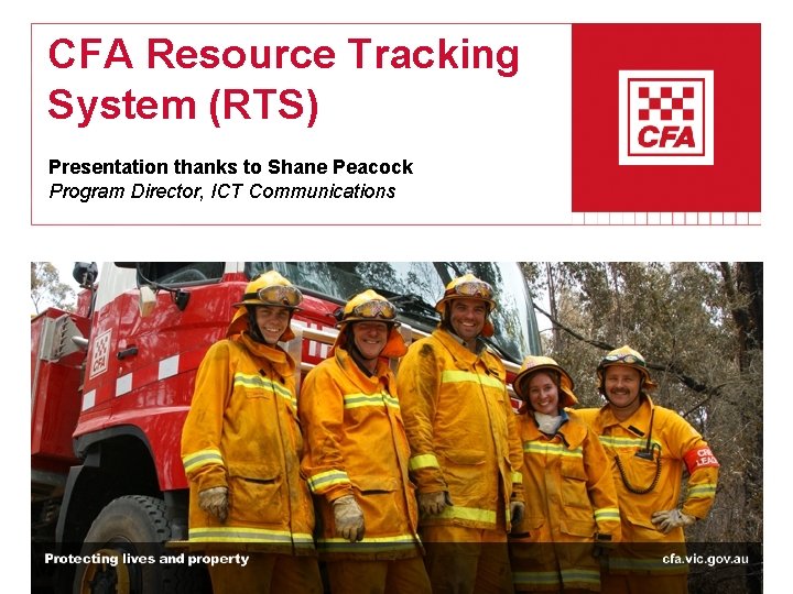CFA Resource Tracking System RTS Presentation thanks to