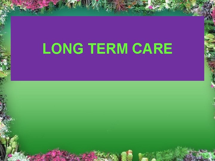 LONG TERM CARE INTRODUCTION Long term care is