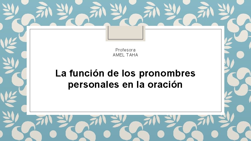 Profesora AMEL TAHA La funcin de los pronombres