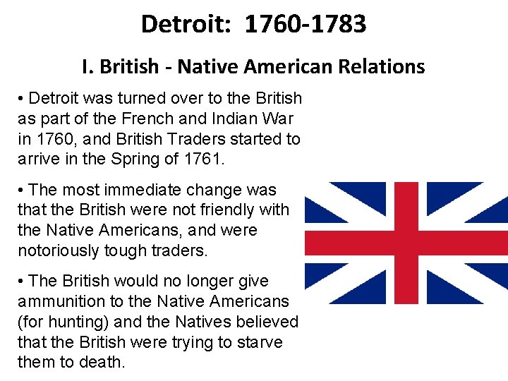 Detroit The Early Years The British Years 1760