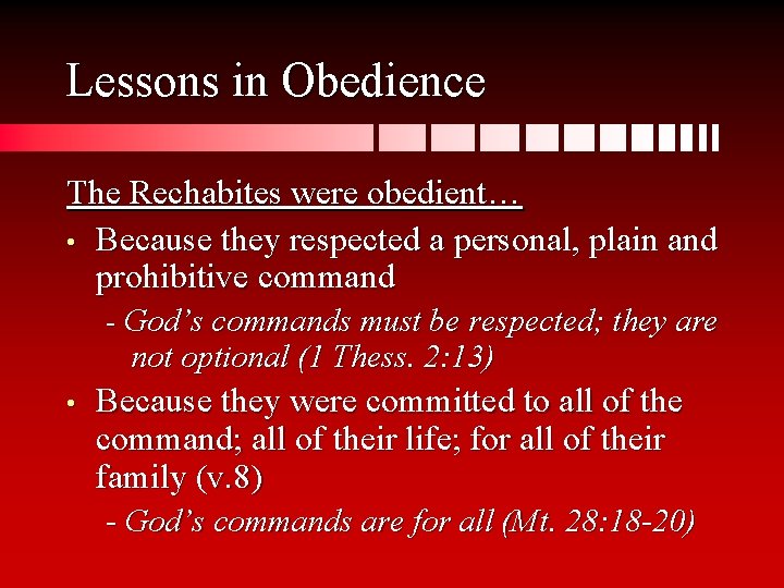 Obedience of the Rechabites Jeremiah 35 Background to