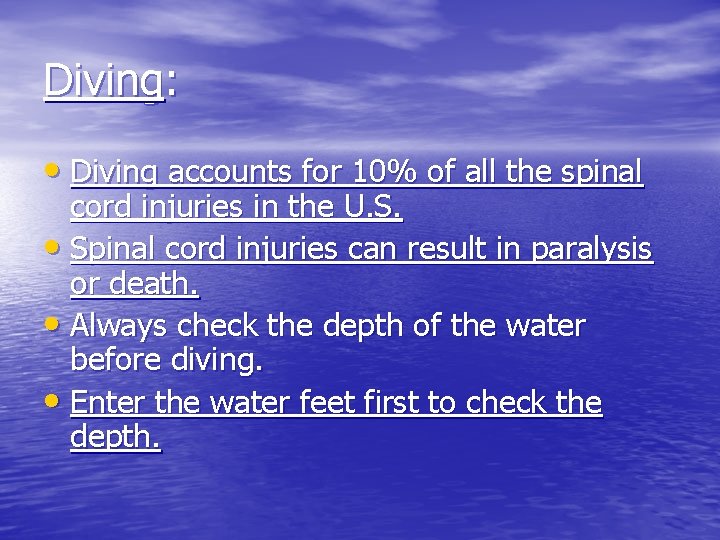Water Safety 7 th Grade Objective 4 4