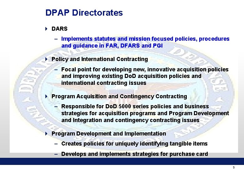 Defense Acquisition Regulations System DARS The RuleMaking Process