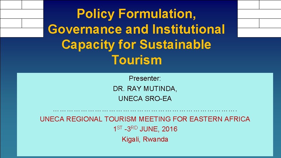 Policy Formulation Governance and Institutional Capacity for Sustainable
