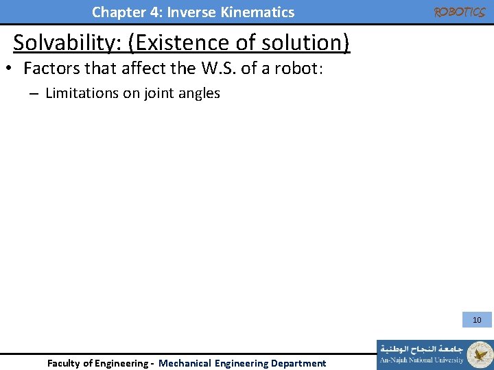 Chapter 4 Inverse Kinematics ROBOTICS Outline Introduction Solvability