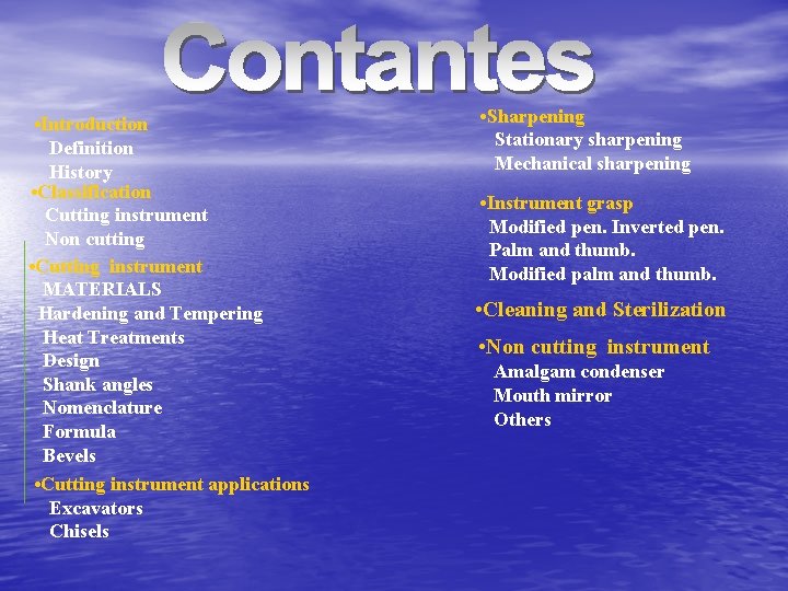 Introduction Definition History Classification Cutting instrument Non ...