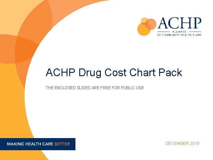 ACHP Drug Cost Chart Pack THE ENCLOSED SLIDES