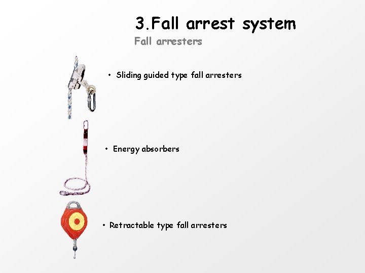 TRAINING MANUAL Fall arresters categories SUMMARY 1 Some