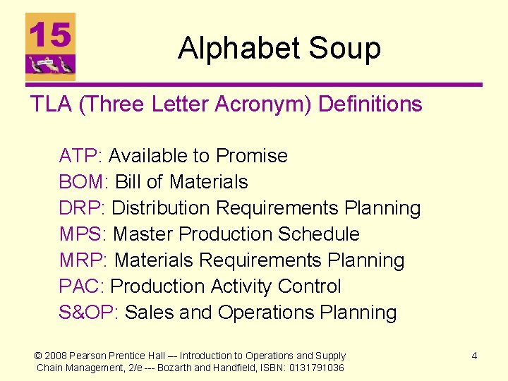 Managing Production across the Supply Chain Chapter Objectives