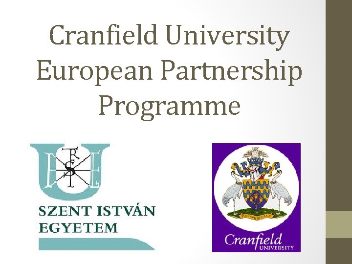 Cranfield University European Partnership Programme Az EPP program