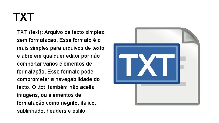 Formatos de Arquivo de Texto TXT text Arquivo
