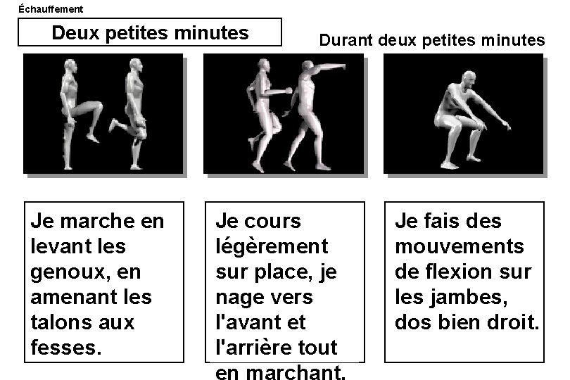 Routines motrices chauffement chauffement Deux petites minutes Je