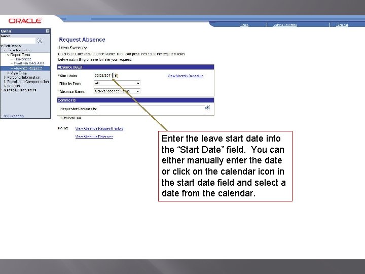 VCCS PEOPLESOFT HRMS EMPLOYEE SELFSERVICE Requesting Leave In